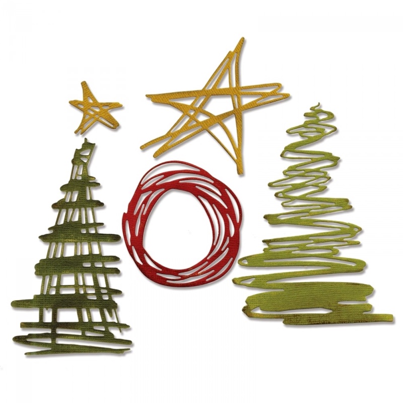 Sizzix Thinlits Die Set 5pk Festive Scribbles From Ellison Sizzix 4080